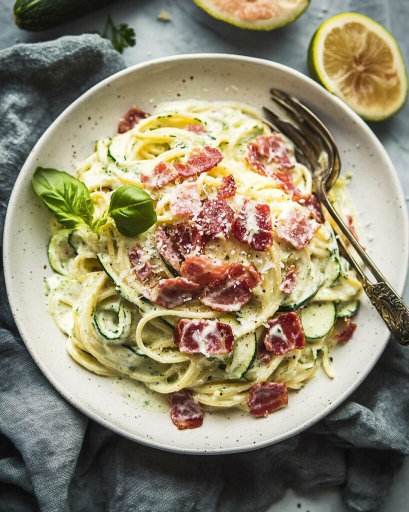 Creamy Courgette Bacon Pasta – knedir Recipes